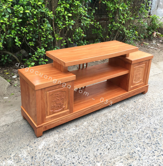 Kệ Tivi Gỗ Đinh Hương 1m6 - Mẫu Mâm KG 012 | Đồ Gỗ Cường Nga